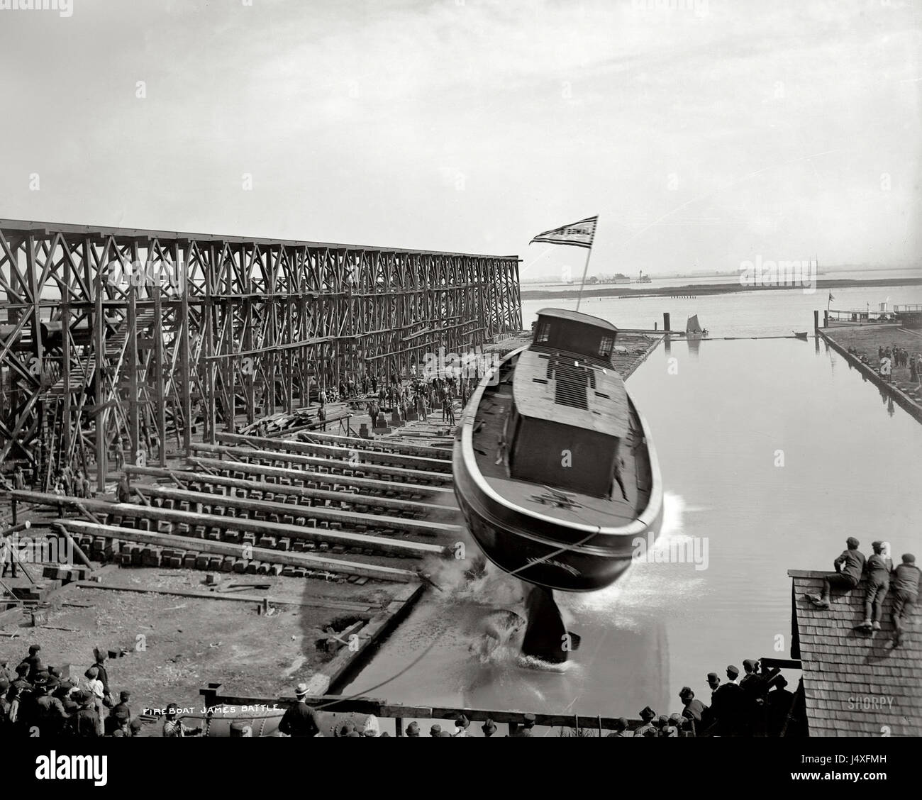 This event marks the launch of the fireboat James Battle, a significant ...