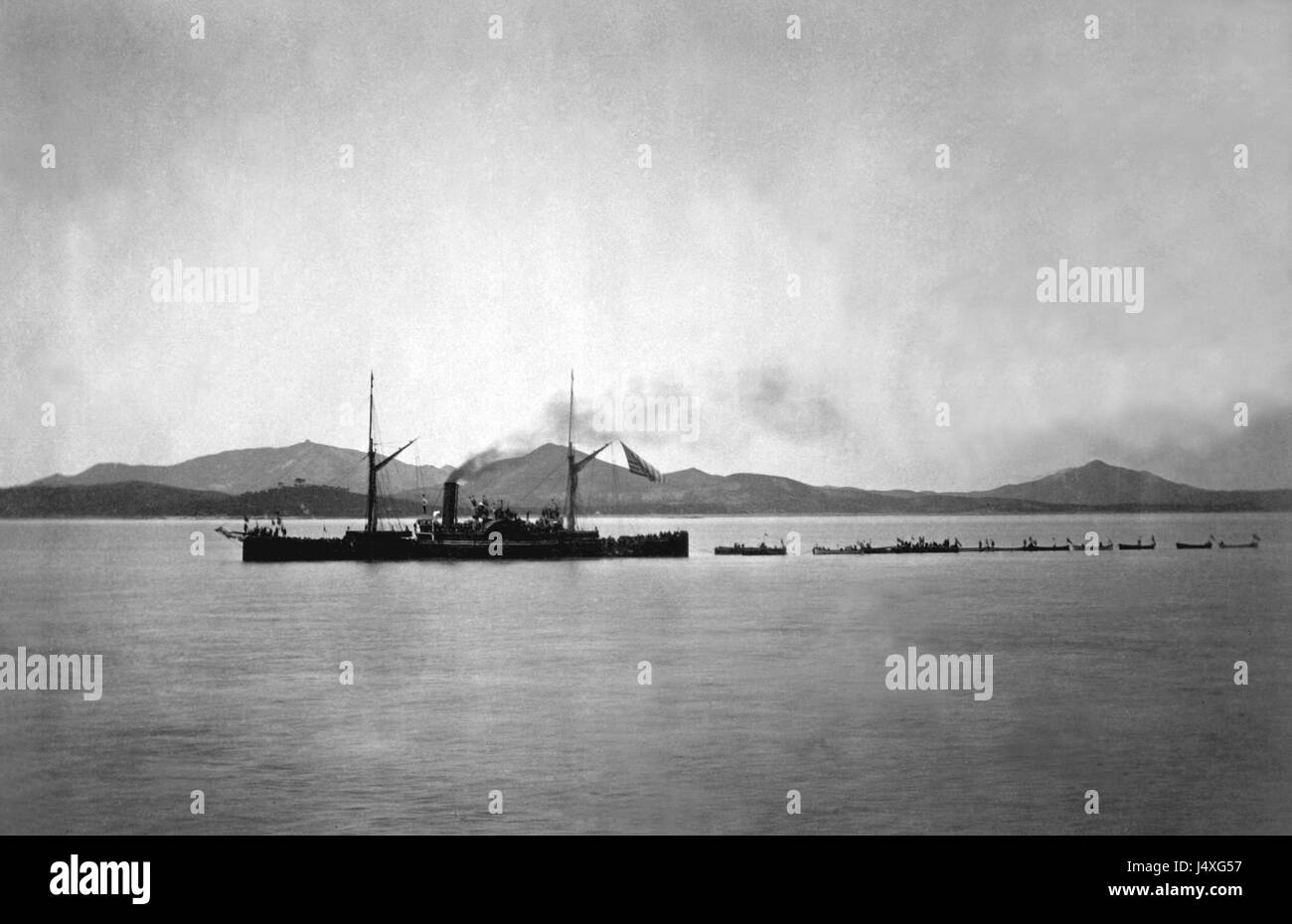 The USS Monocacy, an American Civil War-era warship, is shown towing ...