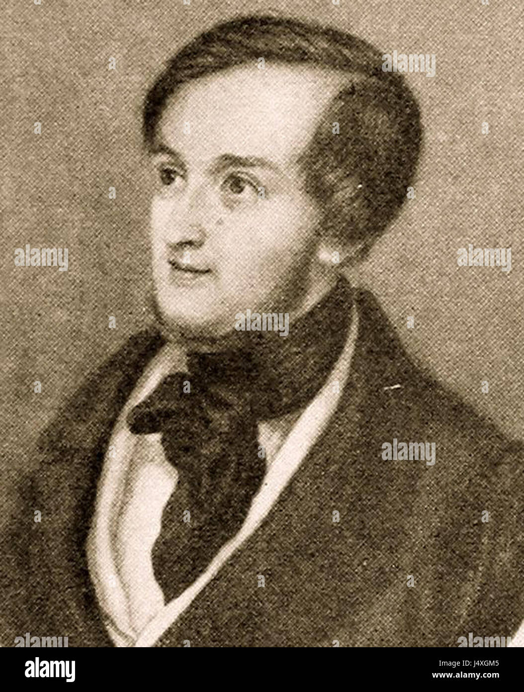 This portrait of a young Richard Wagner shows the composer in his early ...