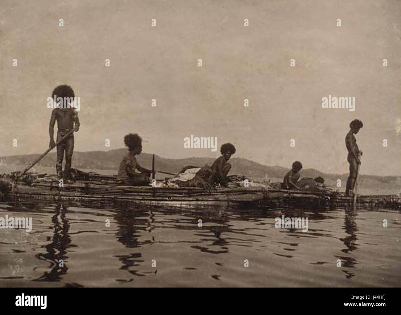 The Trading Canoe Port Moresby New Guinea depicts a traditional vessel ...