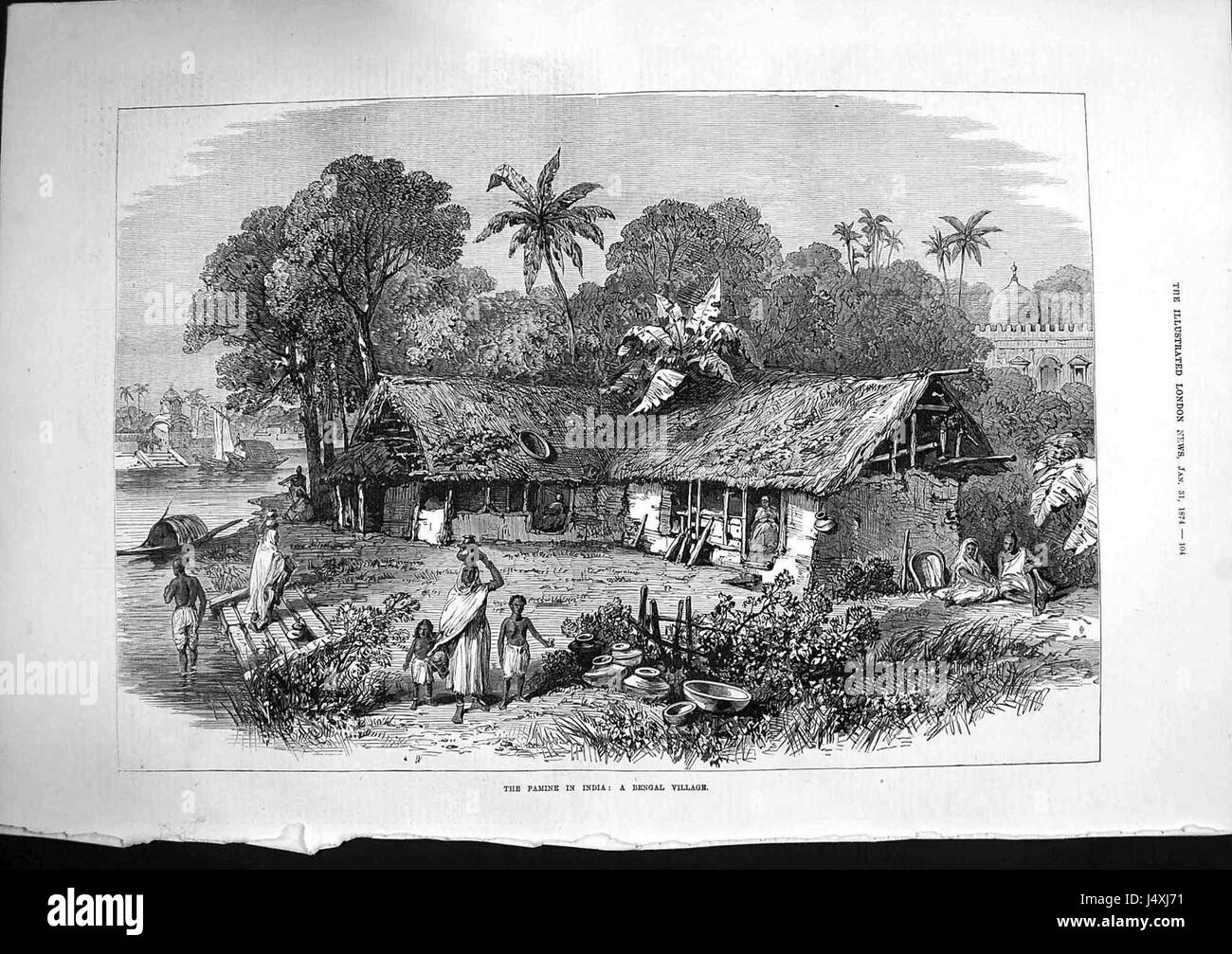 The 1874 illustration from the Illustrated London News depicts a famine ...