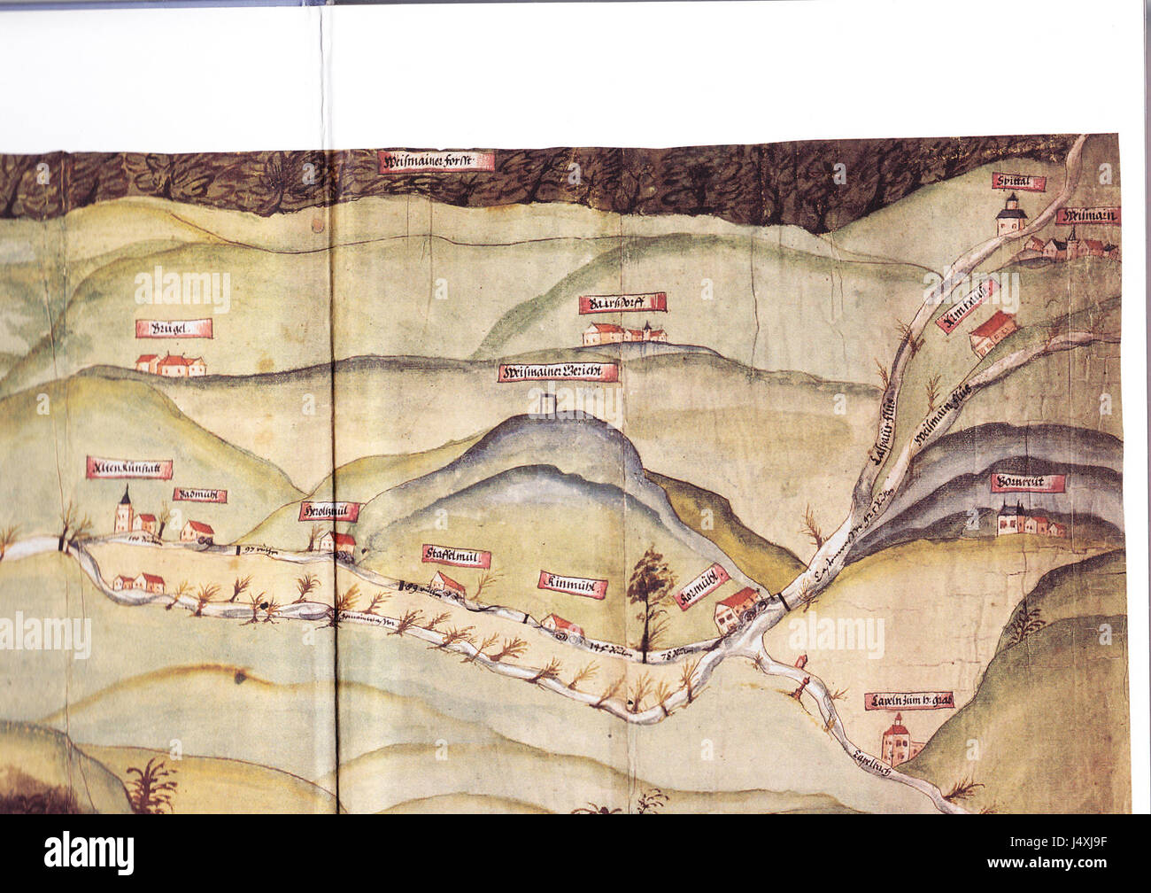 A historical map titled 'Weismainer Fischwasserkarte,' likely depicting ...