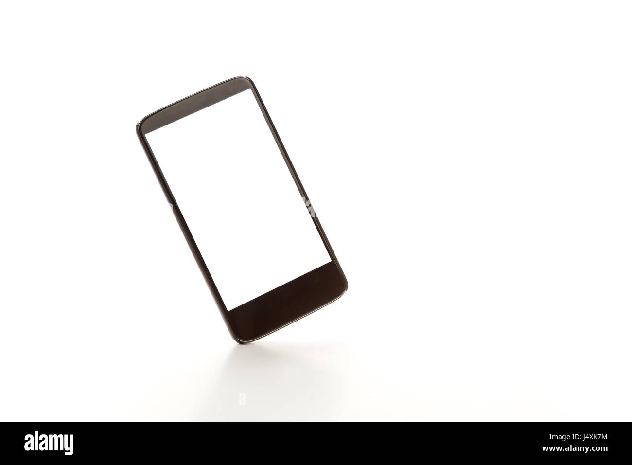 showing smartphone with blank screen. Isolated on white background ...