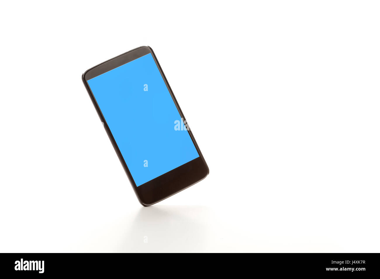 showing smartphone with blue screen. Isolated on white background Stock ...