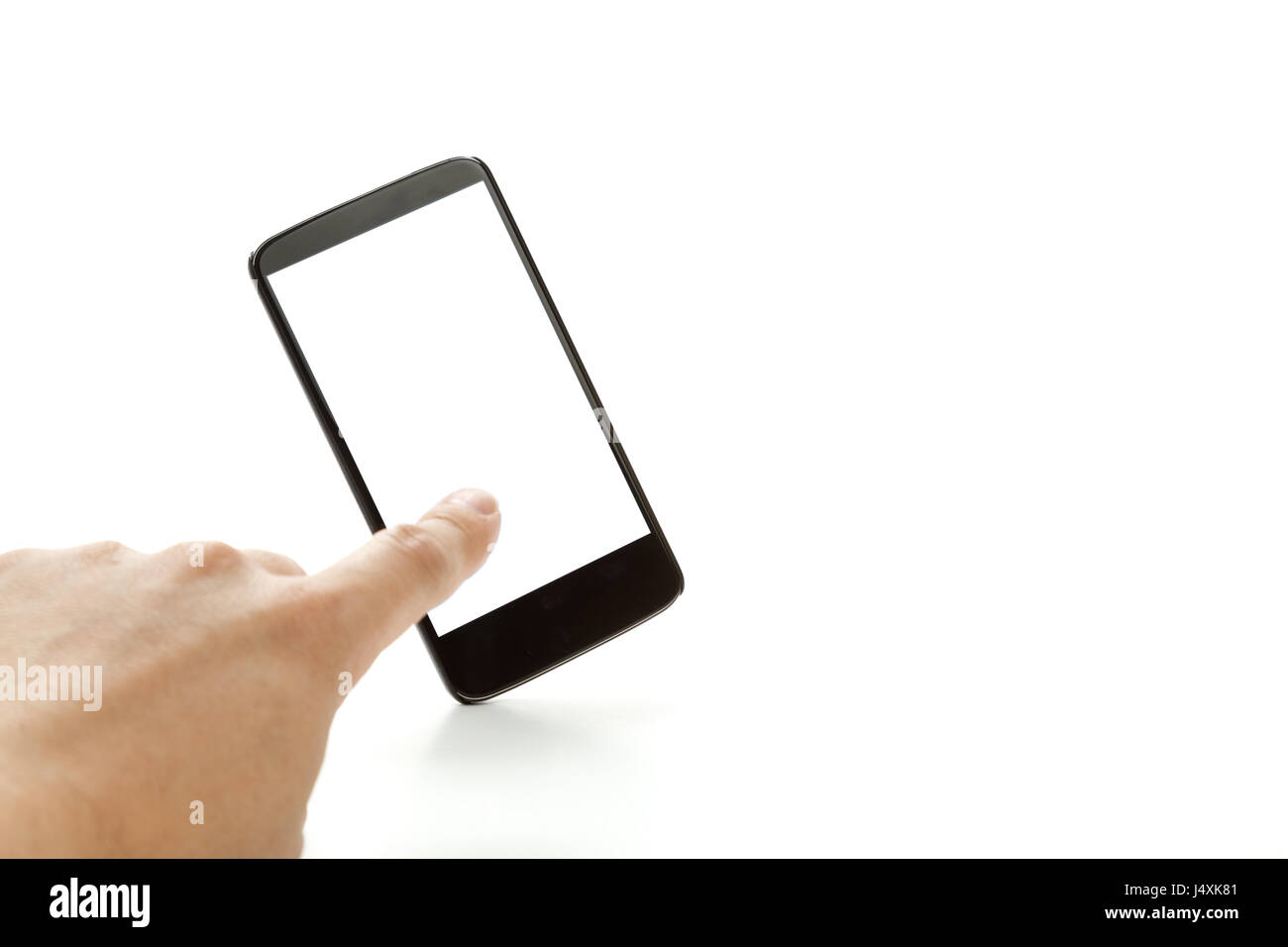 showing smartphone with blank screen. Isolated on white background ...