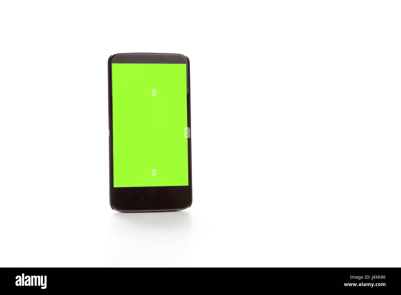 showing smartphone with green screen. Isolated on white background ...