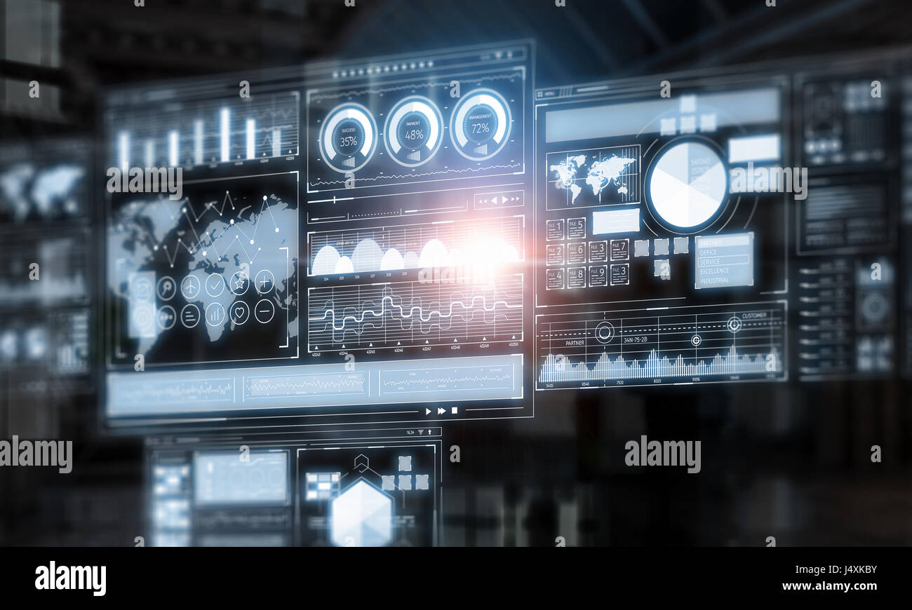 Conceptual background image with media infographs and icons. 3D ...