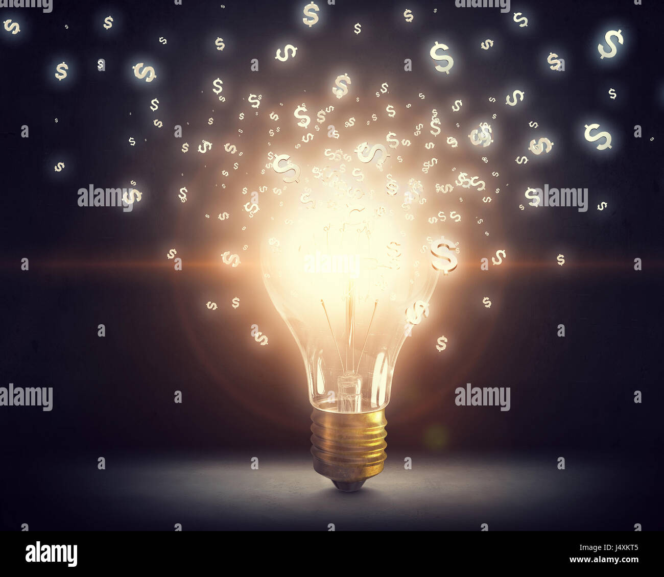 Glowing bright light bulb on dark background Stock Photo - Alamy