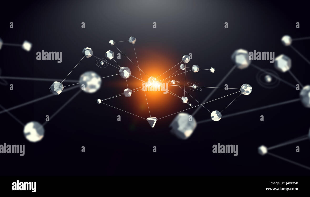 Concept of social connection and networking on dark background. 3D rendering Stock Photo - Alamy