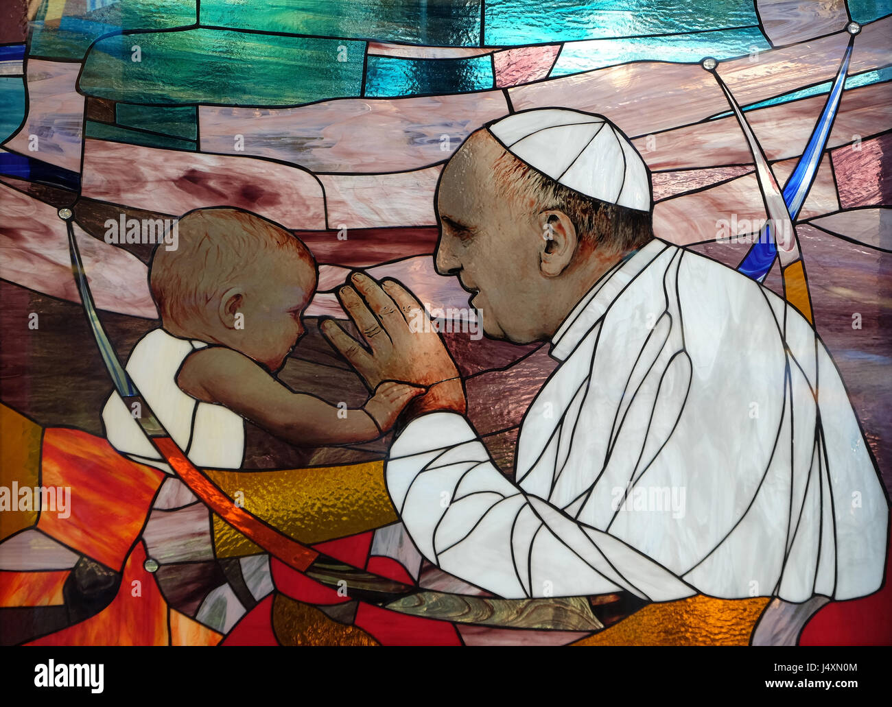 Pope francis stained glass window hi-res stock photography and images ...