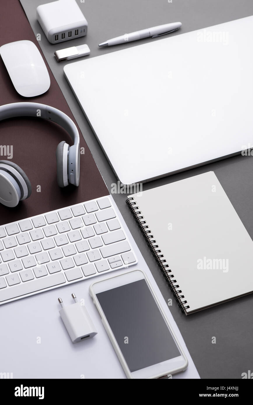 Set of black and white of office supplies and business gadgets Stock ...