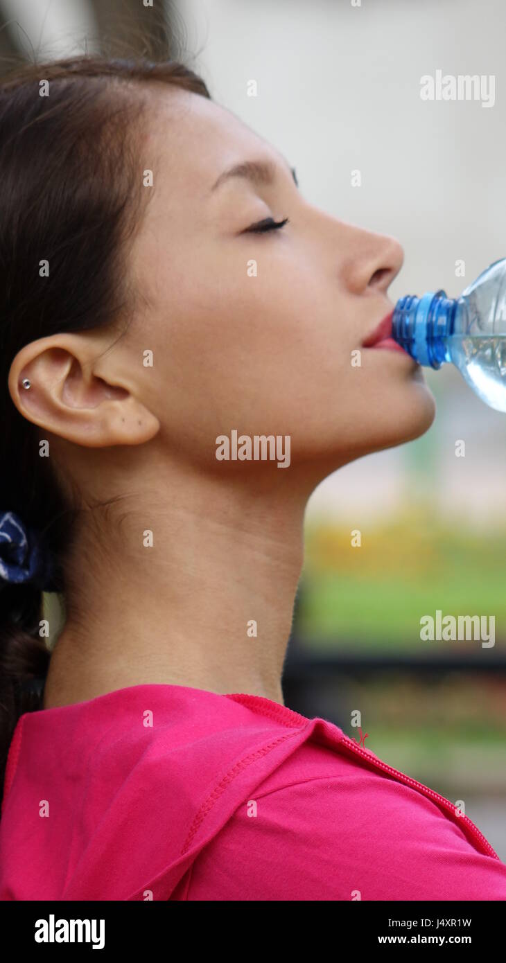 Female Drinking Water Stock Photo - Alamy