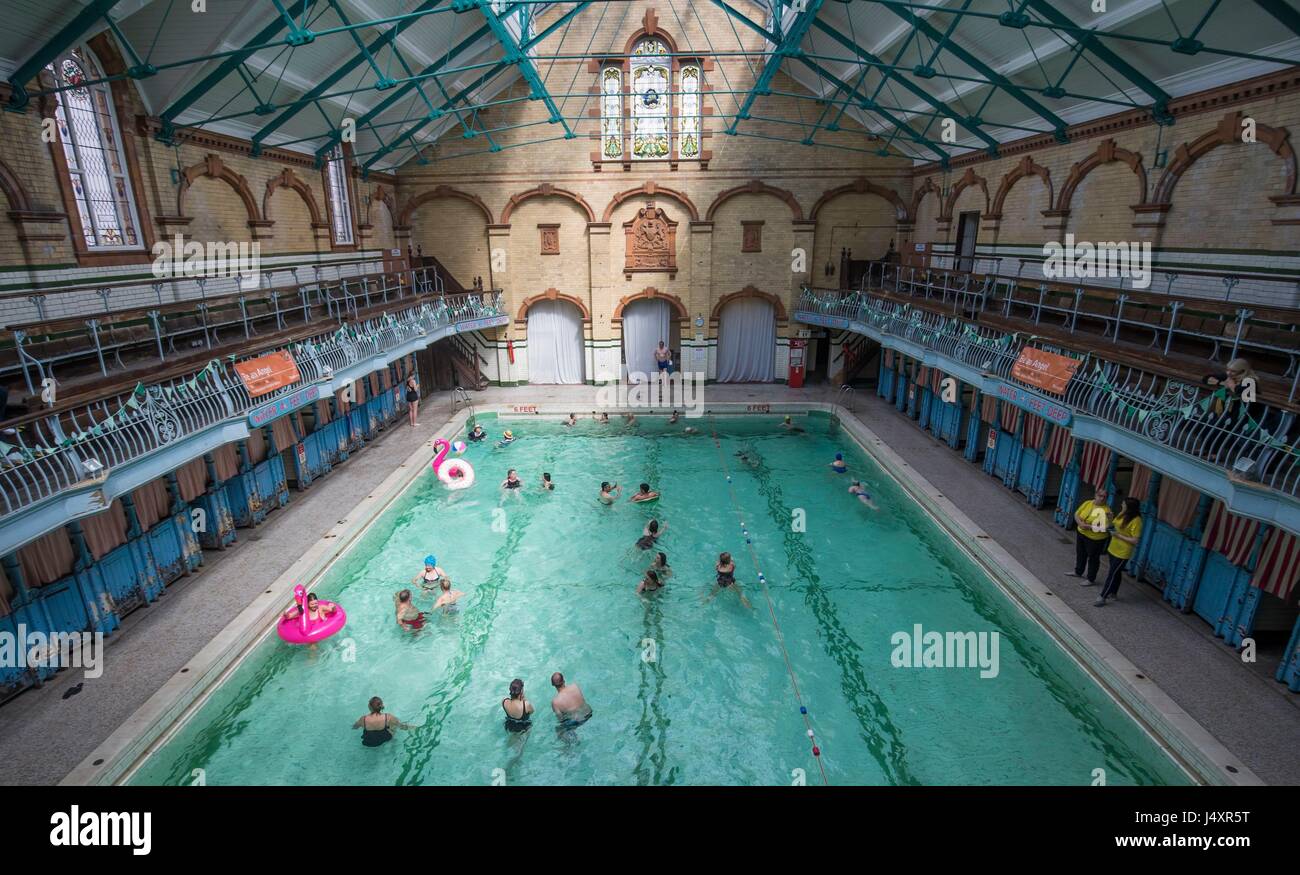 People Swimming in the Men's First Class Pool at Victoria Baths in ...