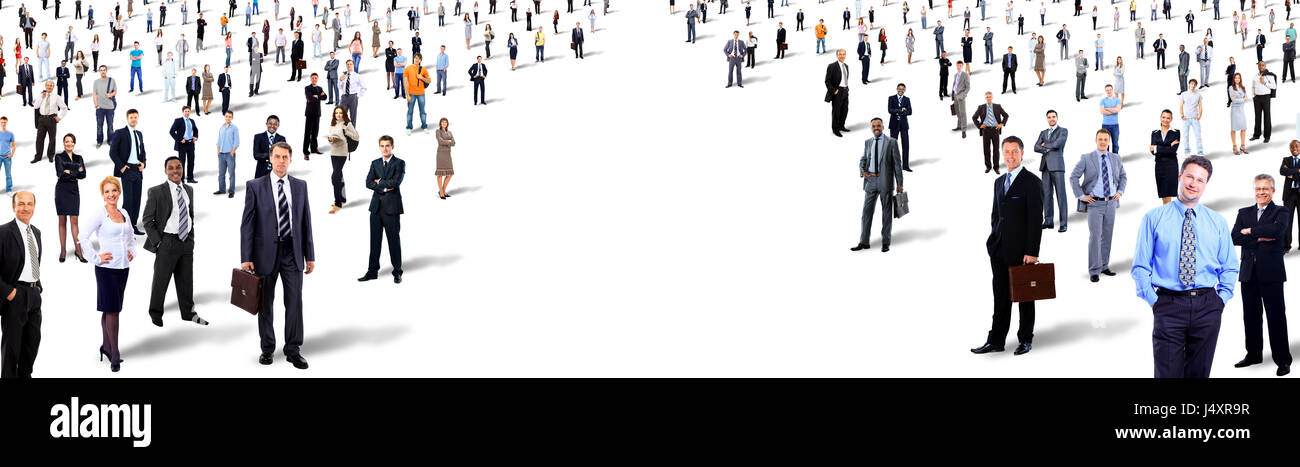 Two groups of business people. Isolated over white background Stock ...