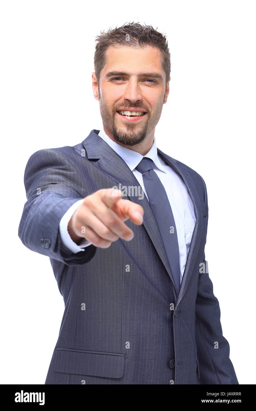 business man pointing his hand up Stock Photo - Alamy