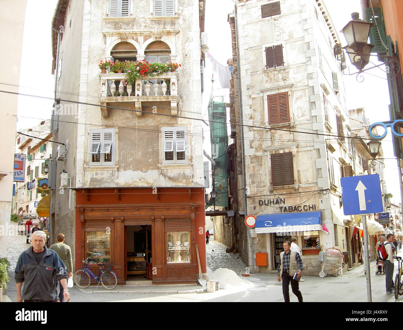 Inside the old town of Rovinj during quiet October season Stock Photo ...