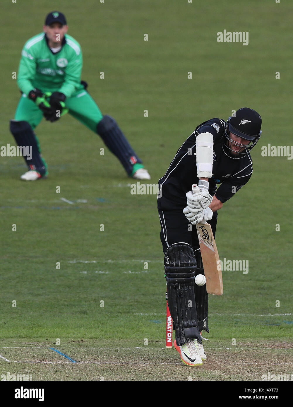 New Zealand's George Worker bats during the One Day International Tri ...