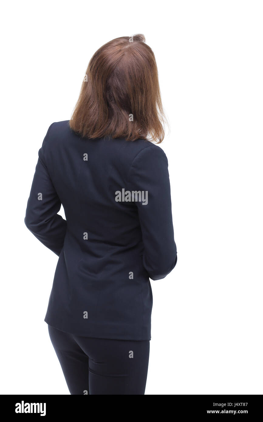 Young businesswoman looking at something. Back view Stock Photo - Alamy