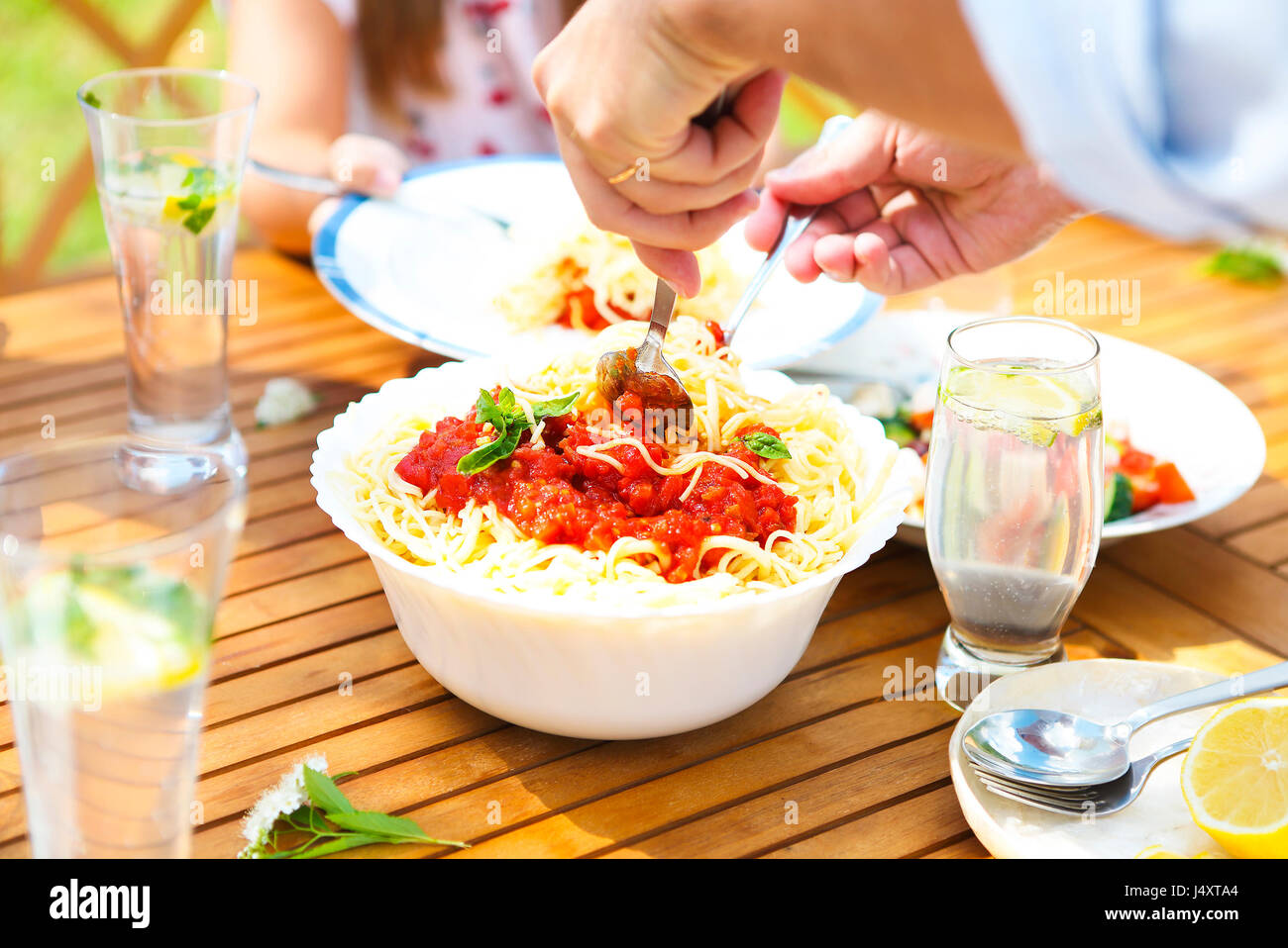 Italian italy food group happy table hi-res stock photography and ...