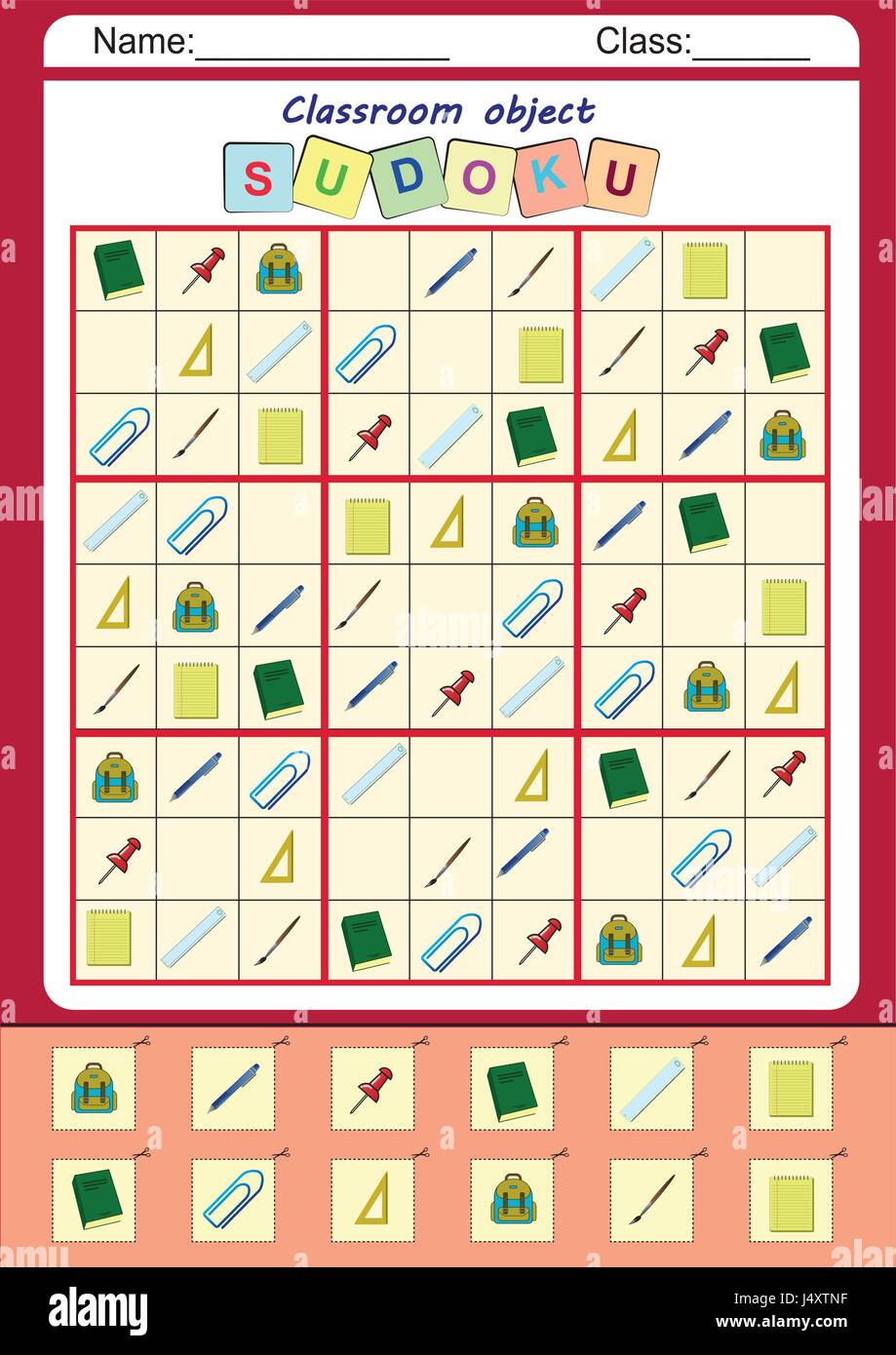 Funny picture sudoku for kids, colorful worksheet Stock Vector Image ...