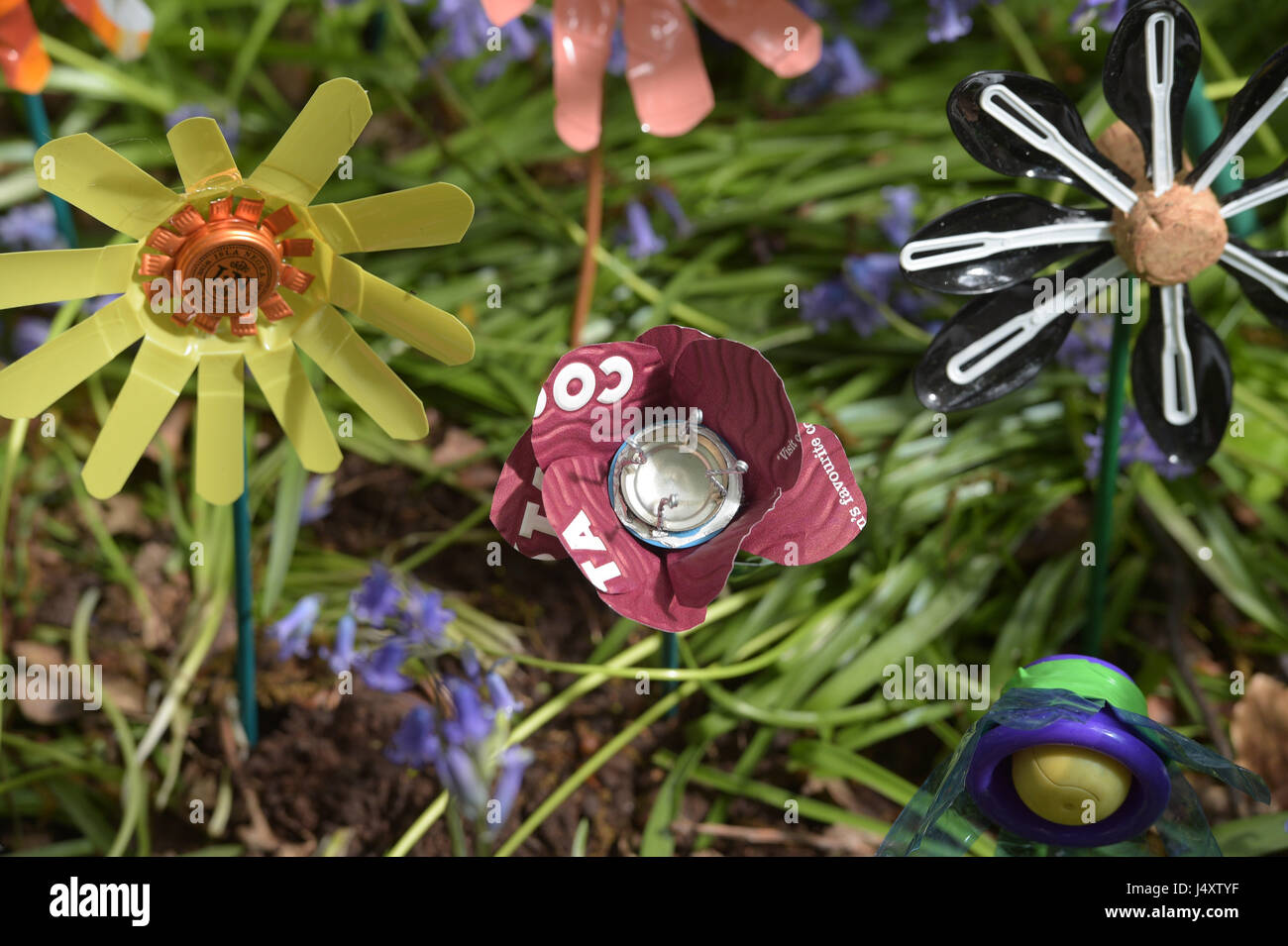 Embargoed to 0001 Monday May 15 Flowers made with recycled cups and ...