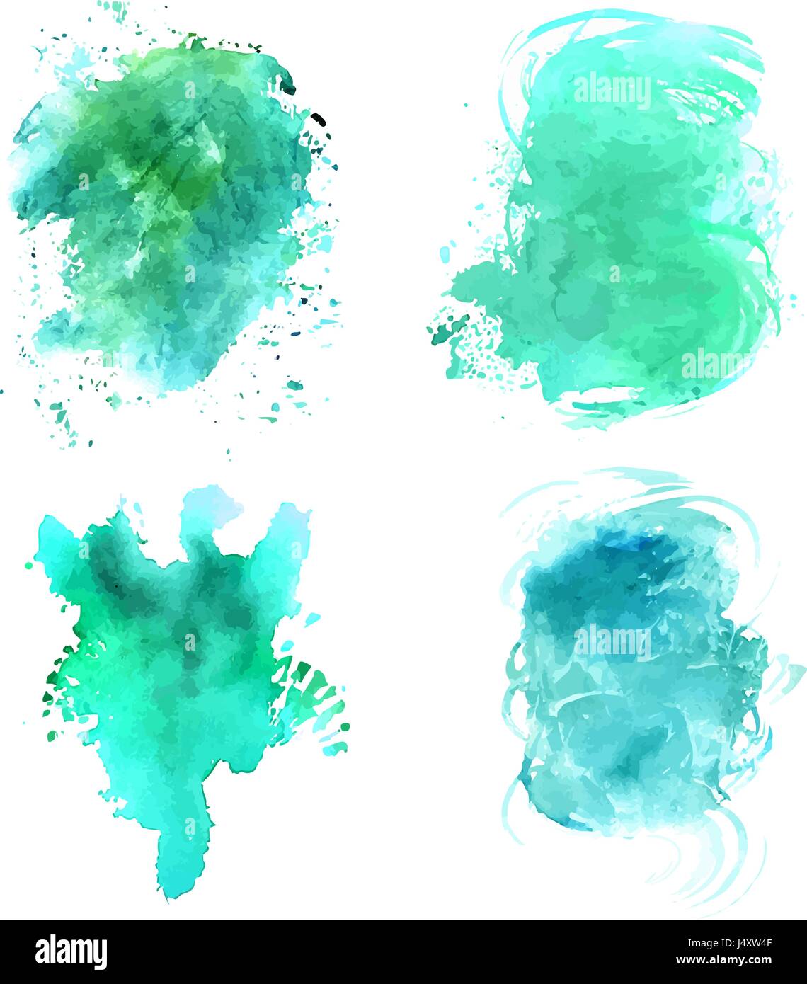Set of teal vector abstract watercolor textures Stock Vector Image ...