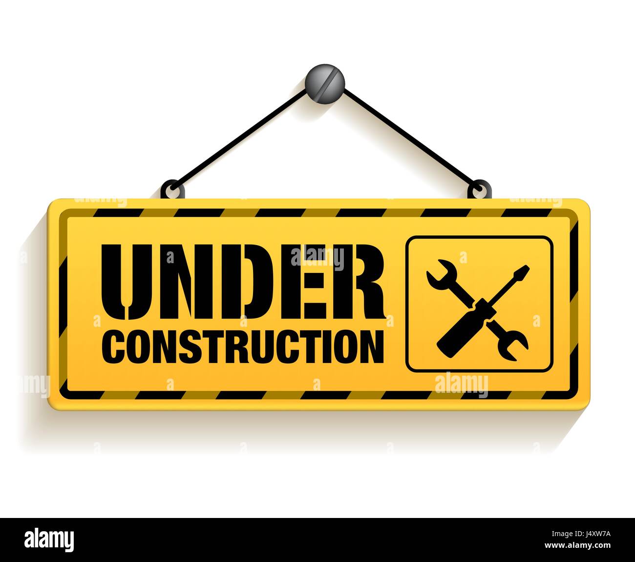 Vector Signage Under Construction Isolated in White Background. 3D Mesh ...
