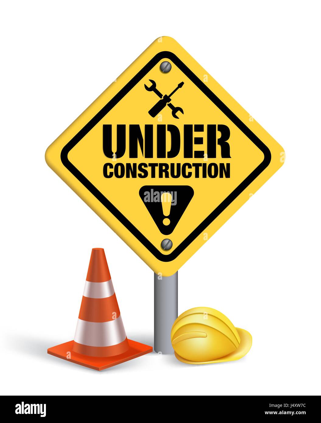 Vector Warning Sign of Under Construction Isolated in White Background ...