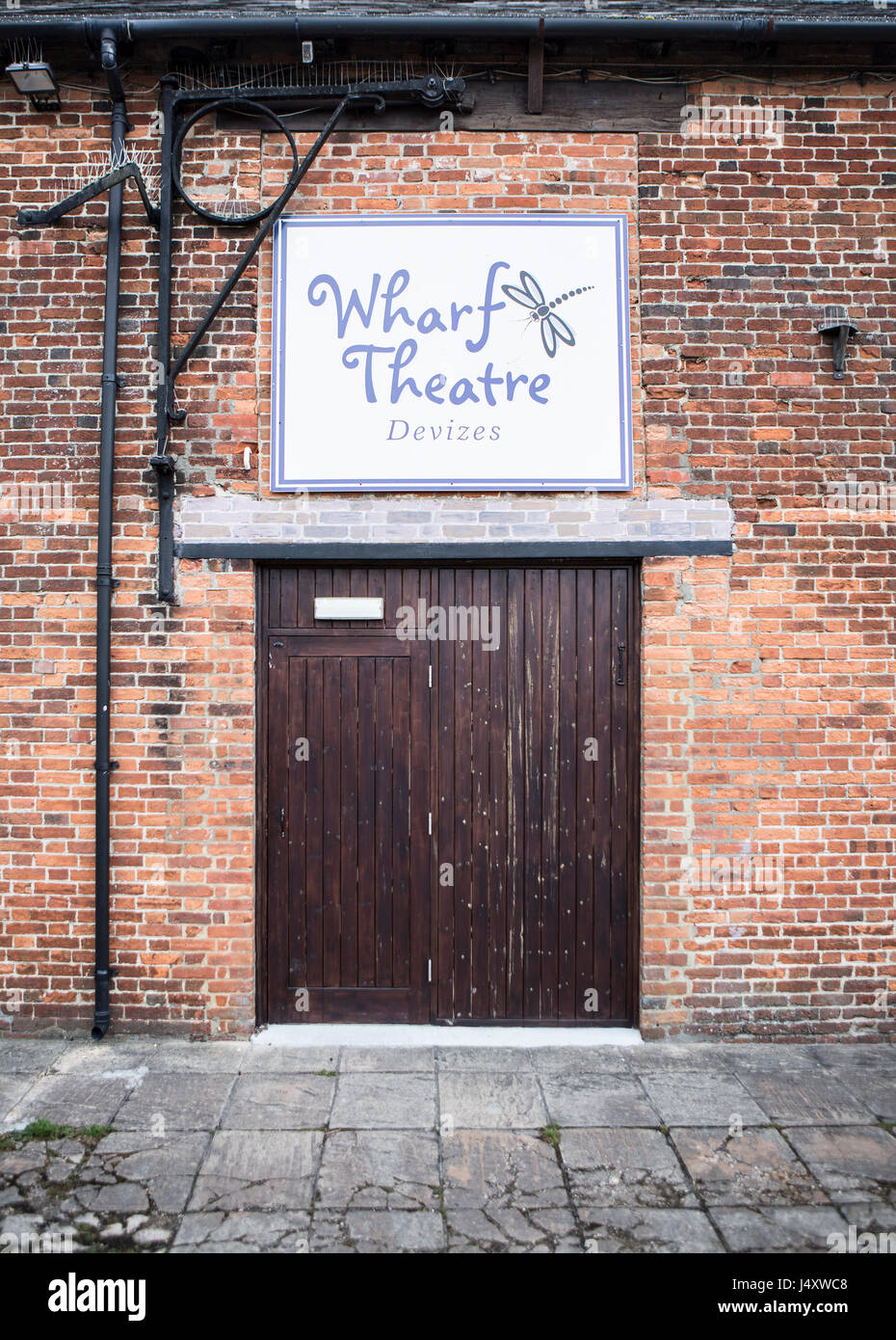 DEVIZES, UK - MAY 13, 2017: Stage door entrance to the Wharf Theatre in ...