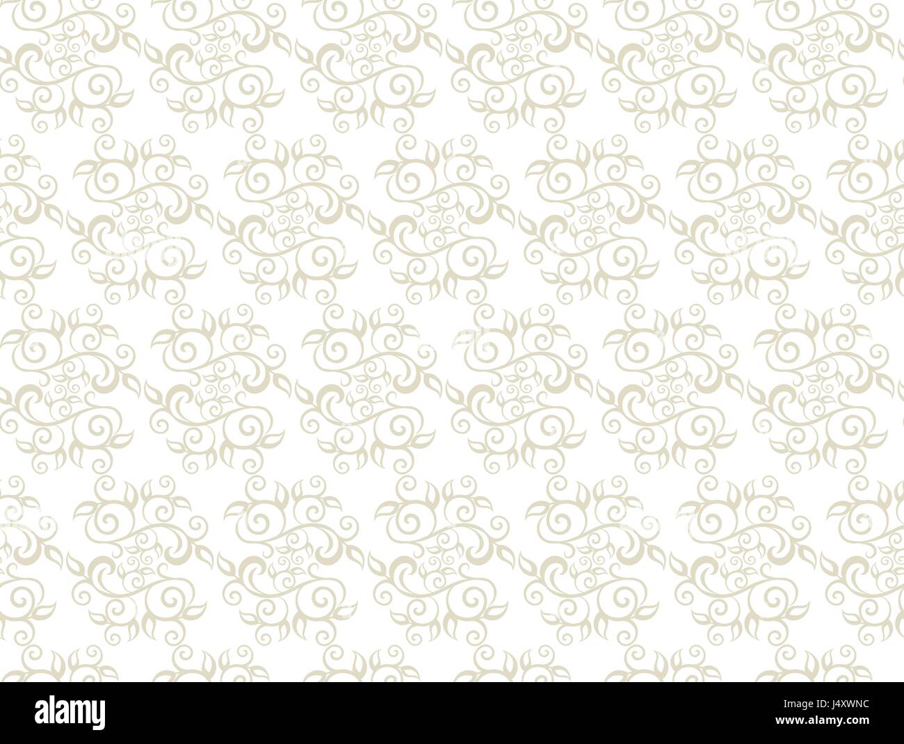 White seamless Floral pattern vector background of classic vines ...