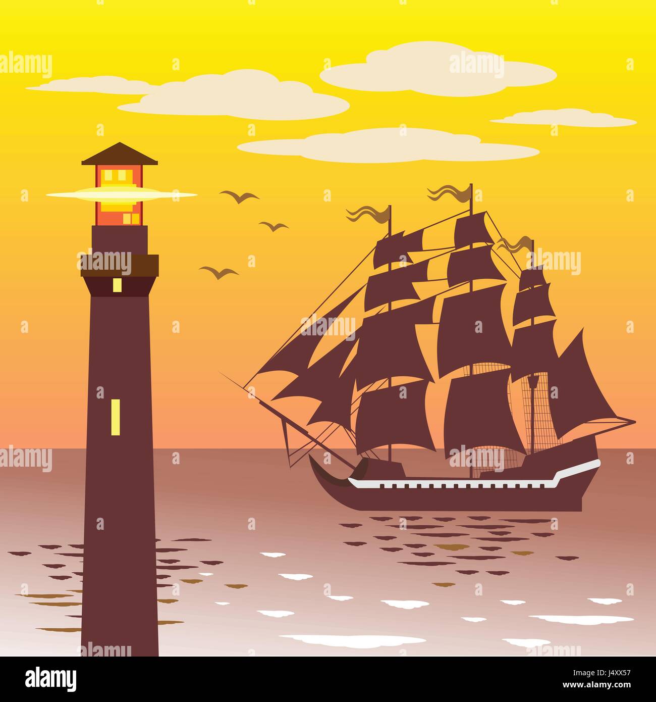 Moon with lighthouse Stock Vector Images - Alamy