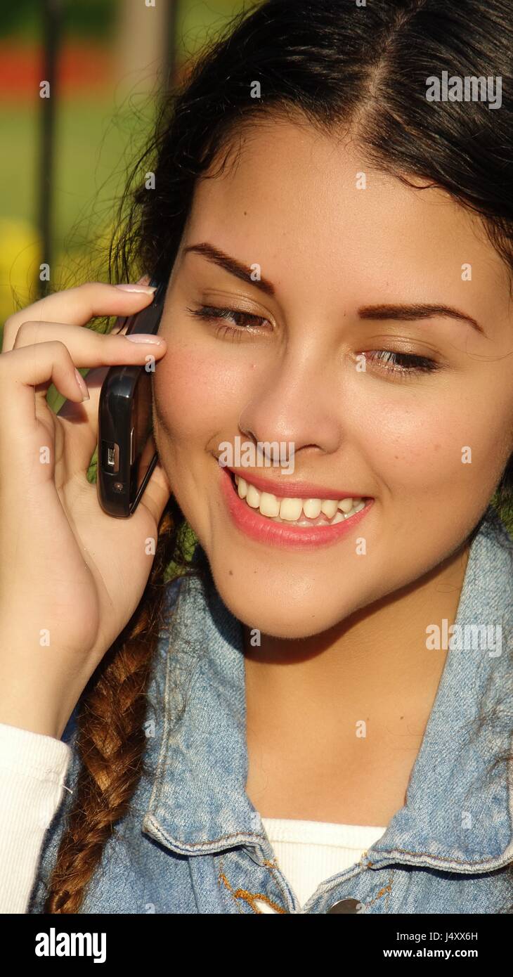 Female Using Cell Stock Photo - Alamy