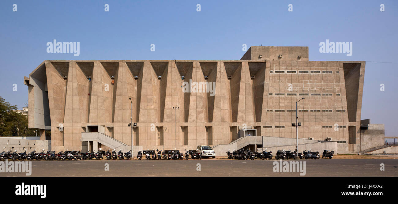 Overall side view. Tagore Memorial Hall, Ahmedebad, India. Architect ...