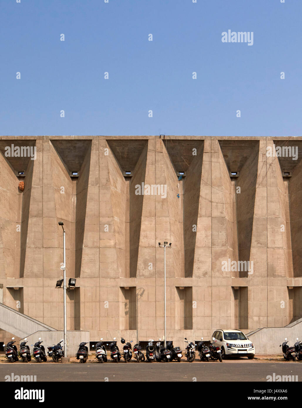 Structural side view. Tagore Memorial Hall, Ahmedebad, India. Architect ...
