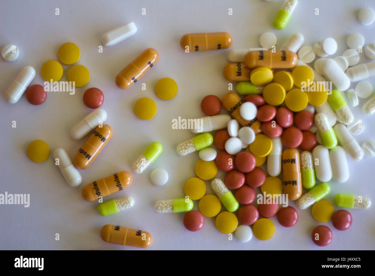 Pile of medical pills from above Stock Photo - Alamy