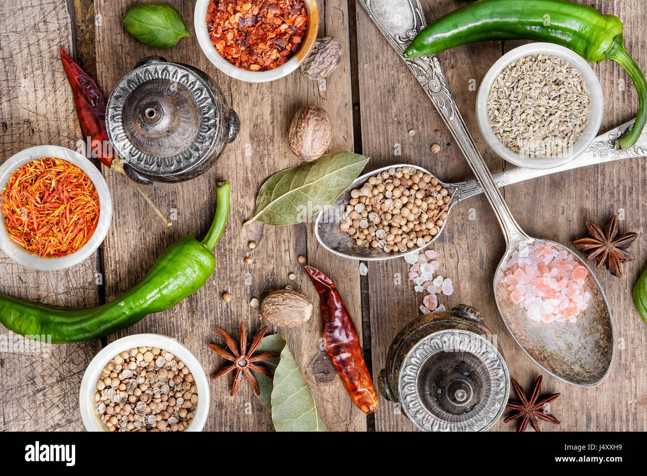 Range sharp Indian spices and food seasonings Stock Photo - Alamy