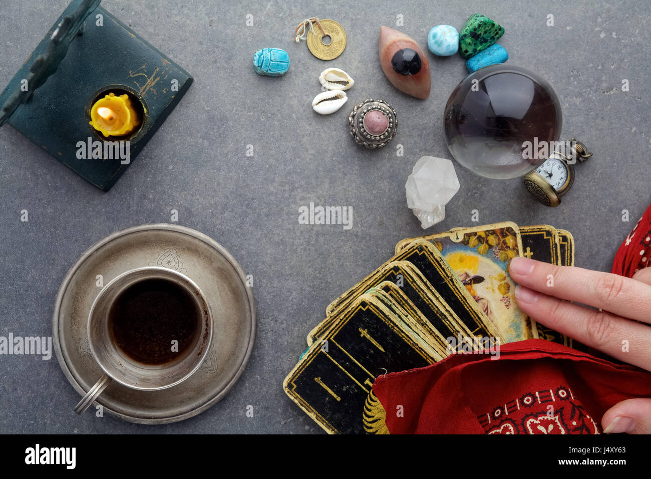 Composition of esoteric objects, used for healing and fortune-telling ...