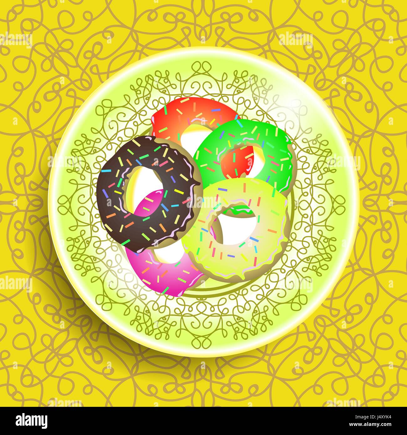 Happy donut set colorful Stock Vector Images - Alamy