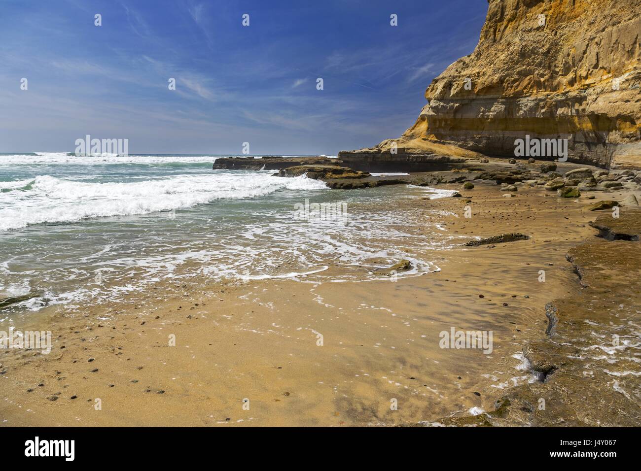 Flat Rock Sandstone Cliffs Erosion View. Torrey Pines State Park ...