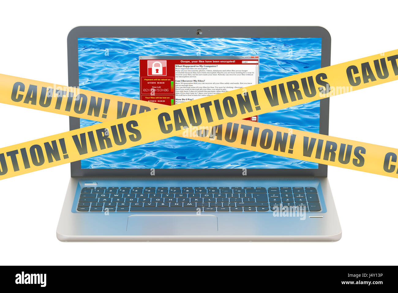 Laptop with virus, 3D rendering isolated on the white background Stock ...