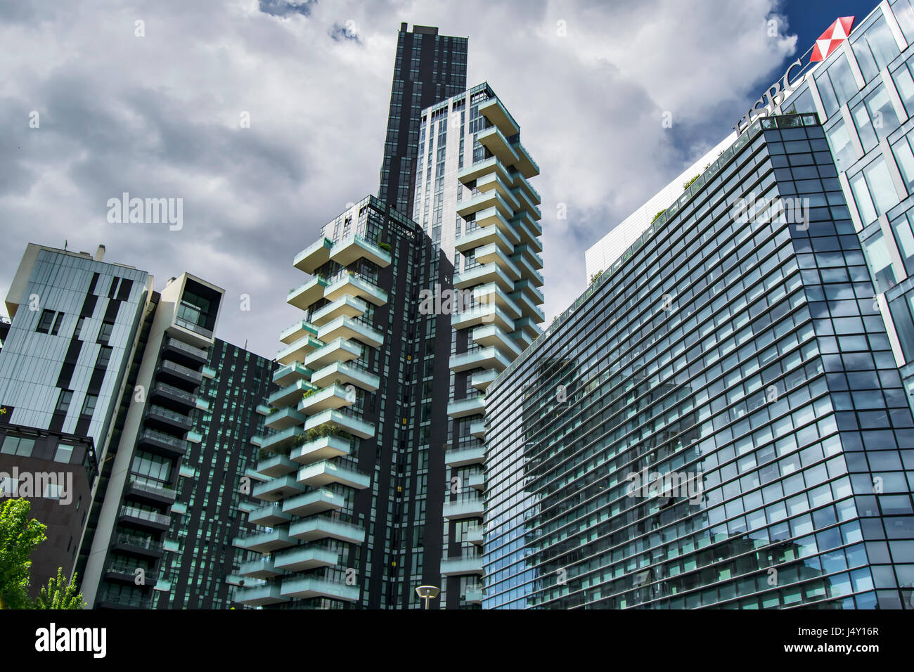 a view on modern architecture of Milan city downtown and his offices ...