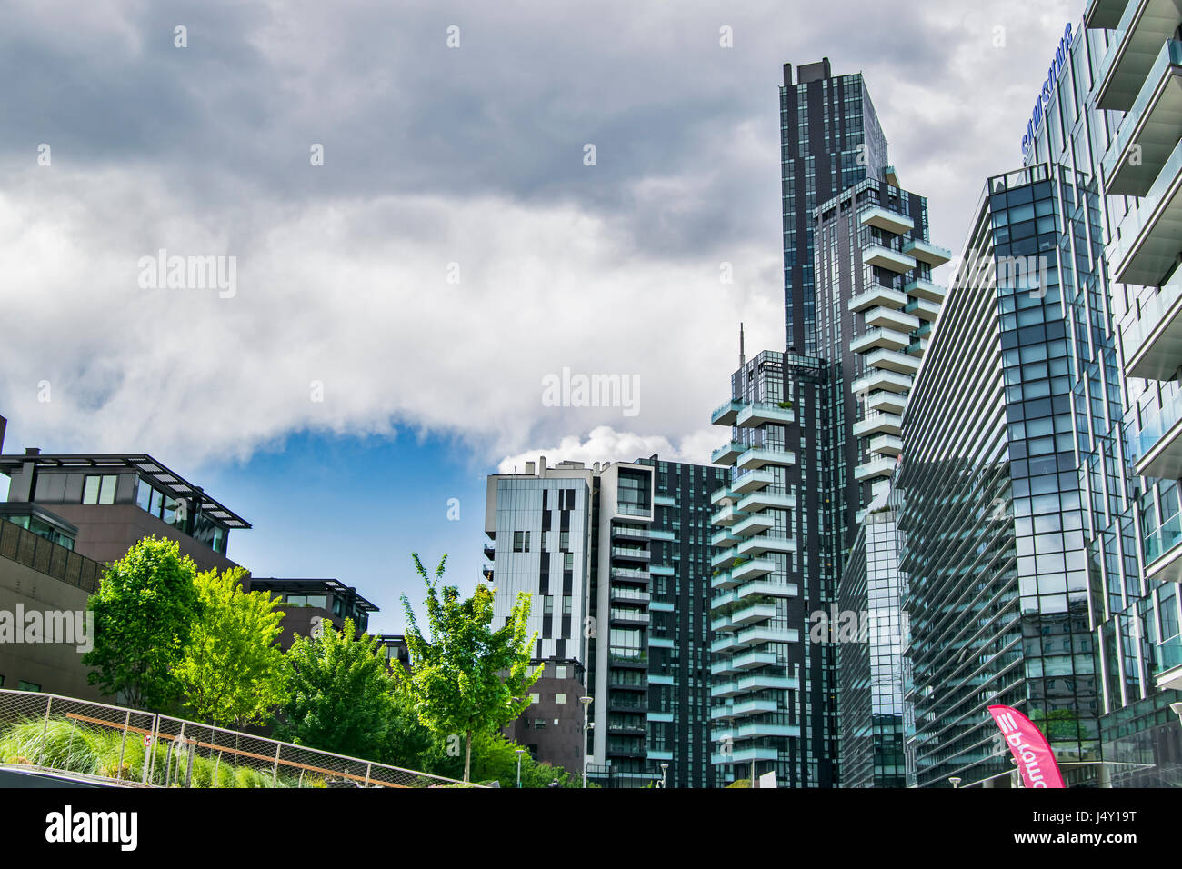 a view on modern architecture of Milan city downtown and his offices ...