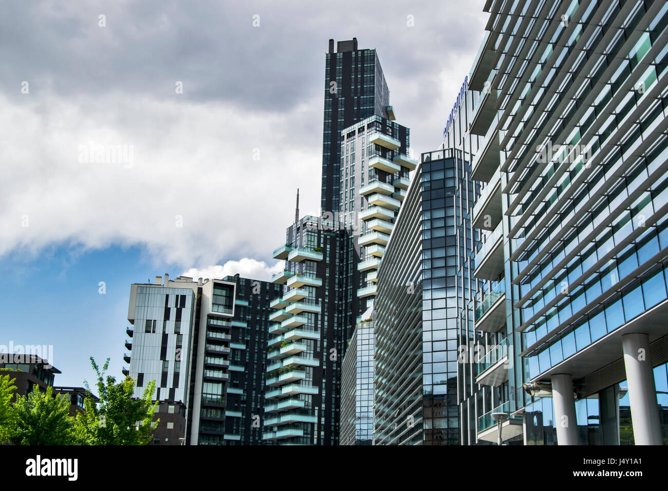 a view on modern architecture of Milan city downtown and his offices ...