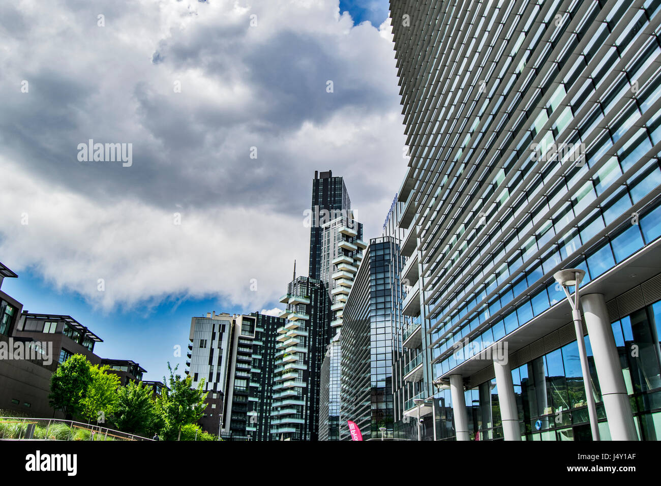 a view on modern architecture of Milan city downtown and his offices ...