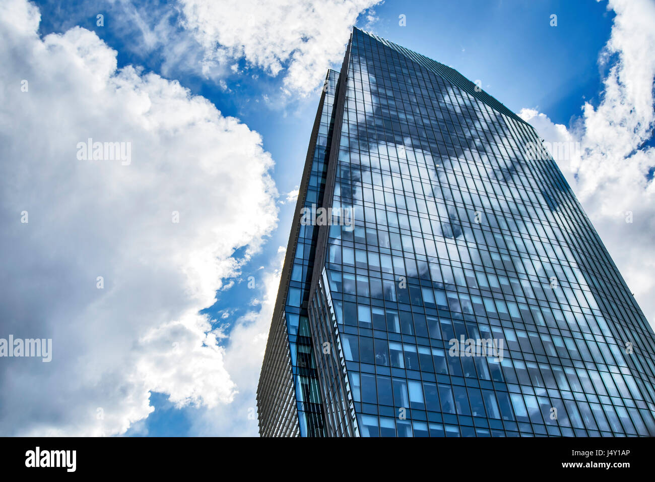 a view on modern architecture of diamond tower in Milan city. A glass ...
