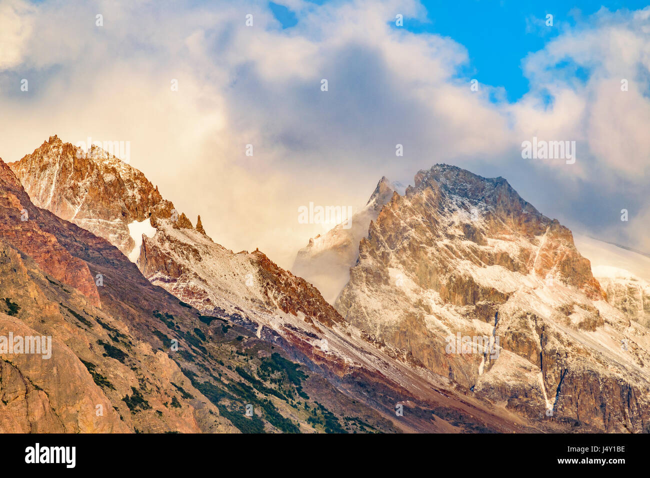 Patagonia landscape scene with big snowy andes mountains as main ...