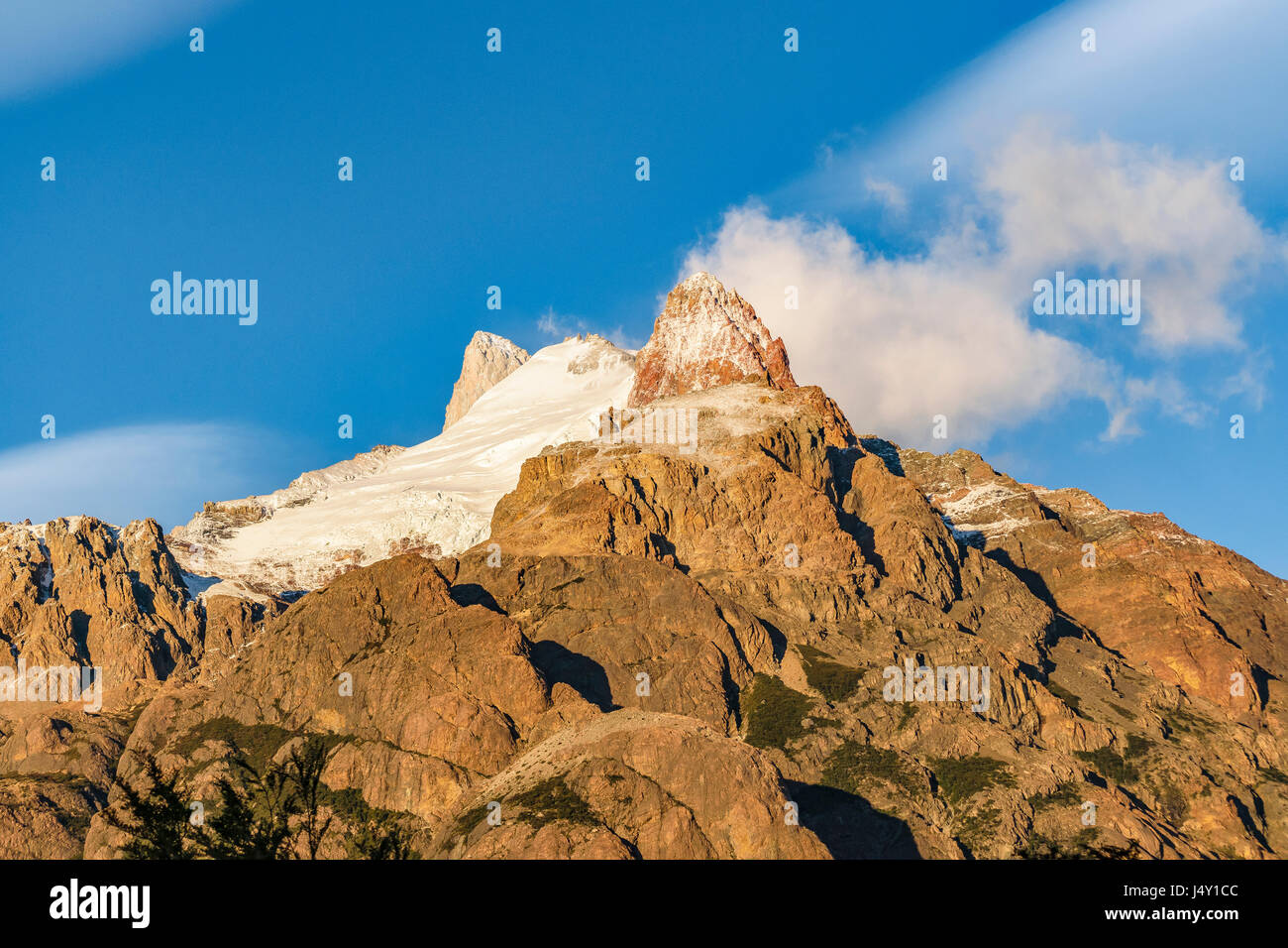Patagonia landscape scene with big snowy andes mountains as main ...