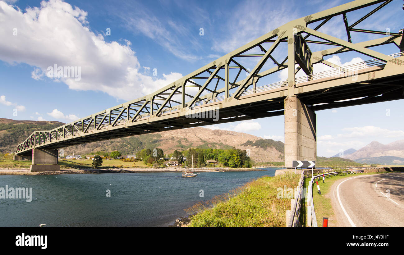 The A82 Ballachulish Bridge crossing the narrows of Loch Leven, a sea ...