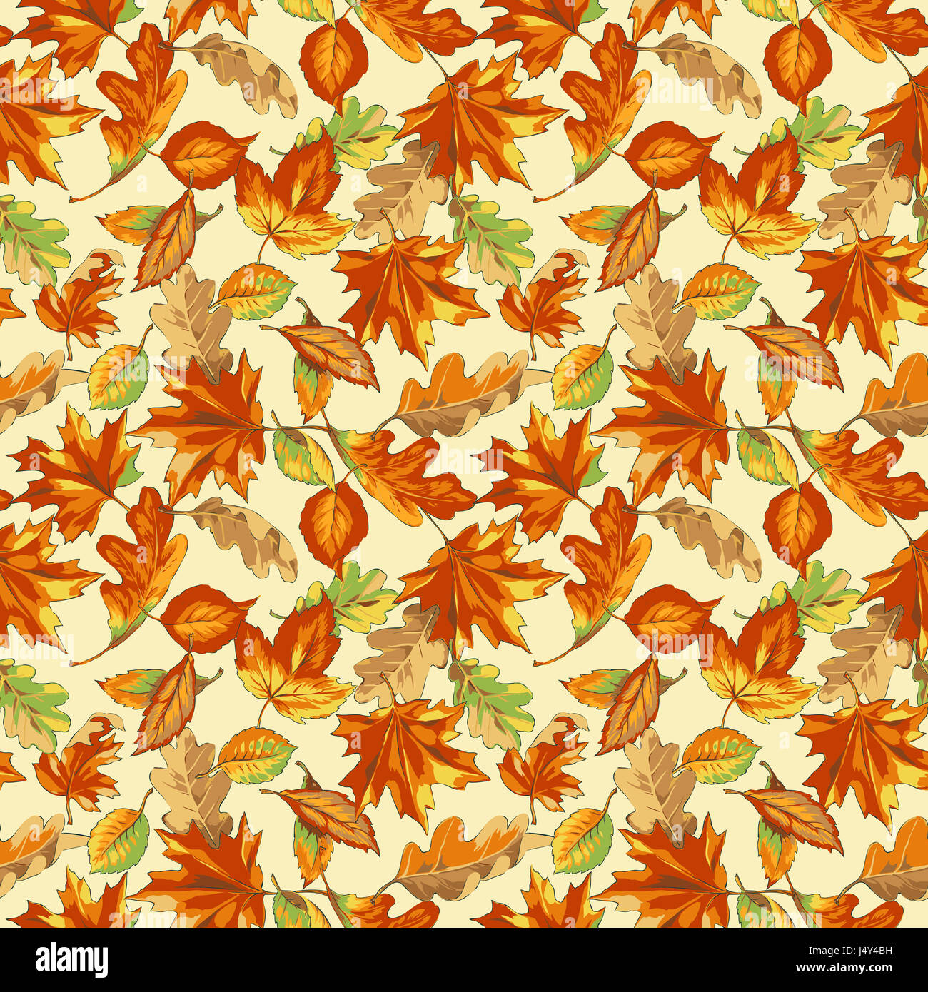 Seamless autumn leaves background pattern illustration Stock Photo - Alamy