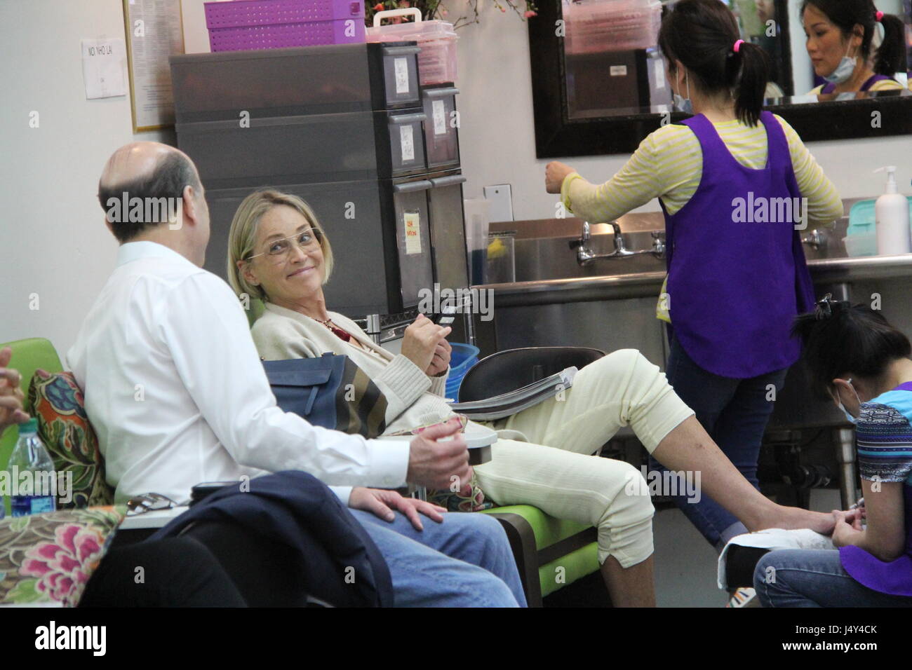 Sharon Stone gets her nails done and then returns to her car Featuring ...